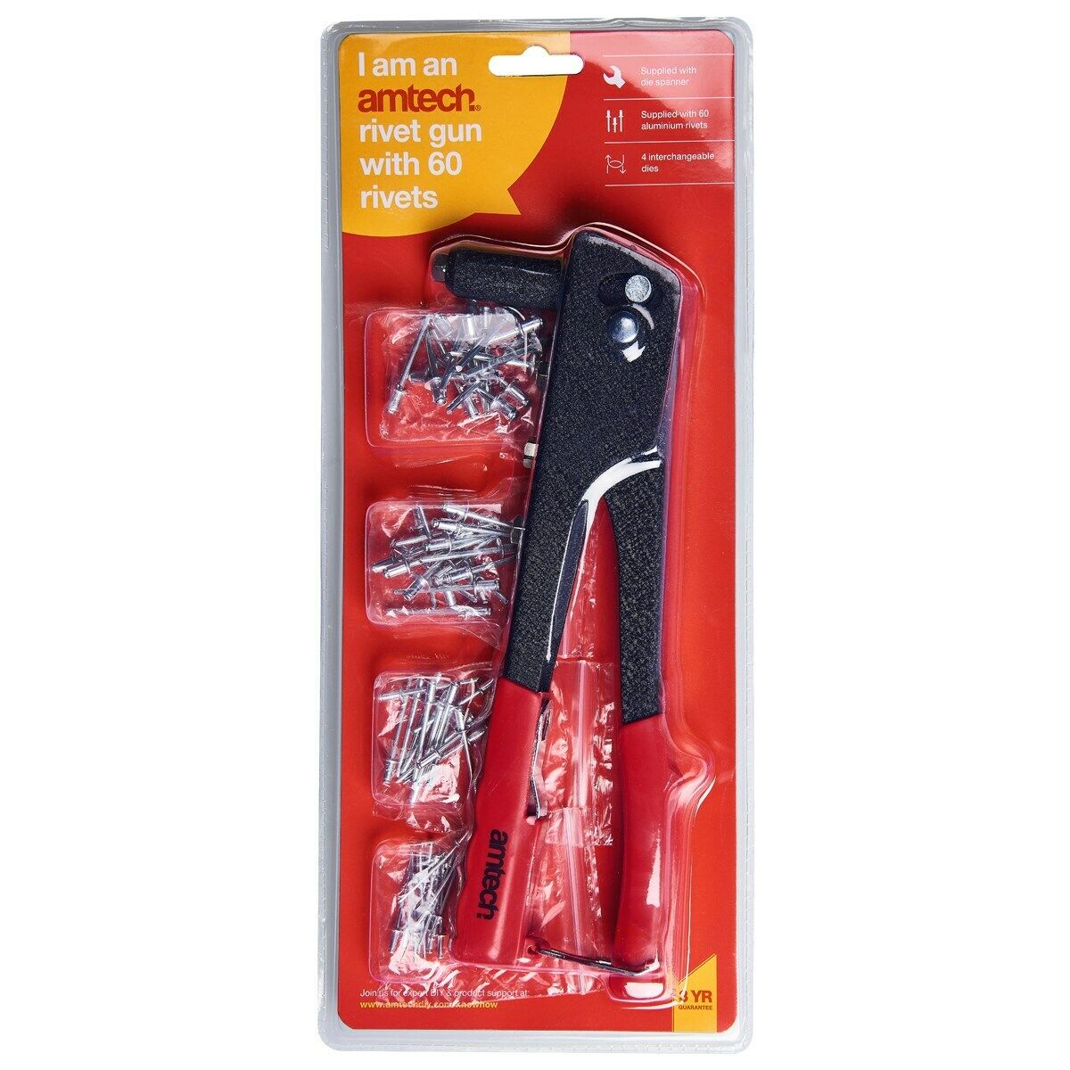 Amtech Rivet Gun With 60 Rivets Buildware Amtech Rivet Gun With 60 Rivets Buildware